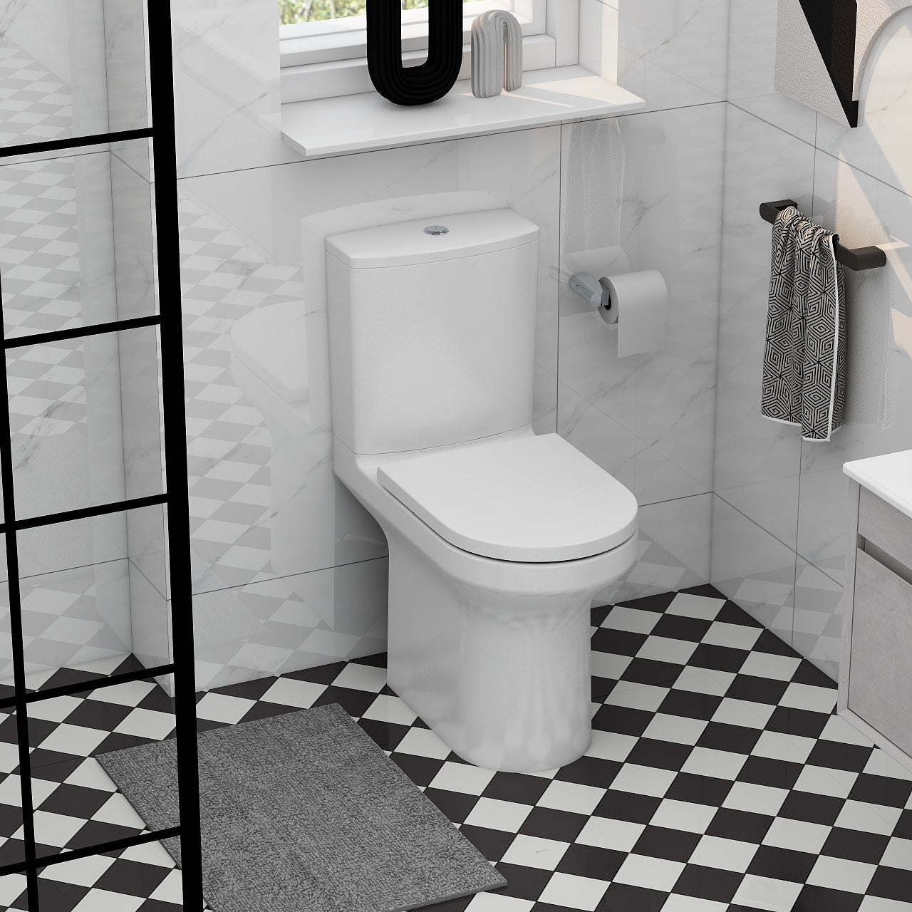 Alma Rimless comfort height, open back close coupled pan & cistern (pa ...
