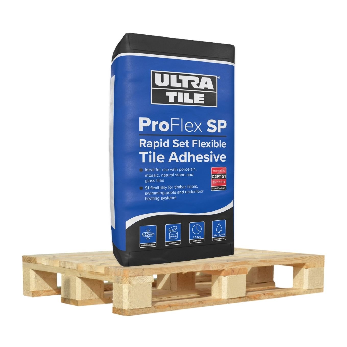 ProFlex SP S1 Grey Flexible Wall & Floor Adhesive 20kg (Half Pallet De ...